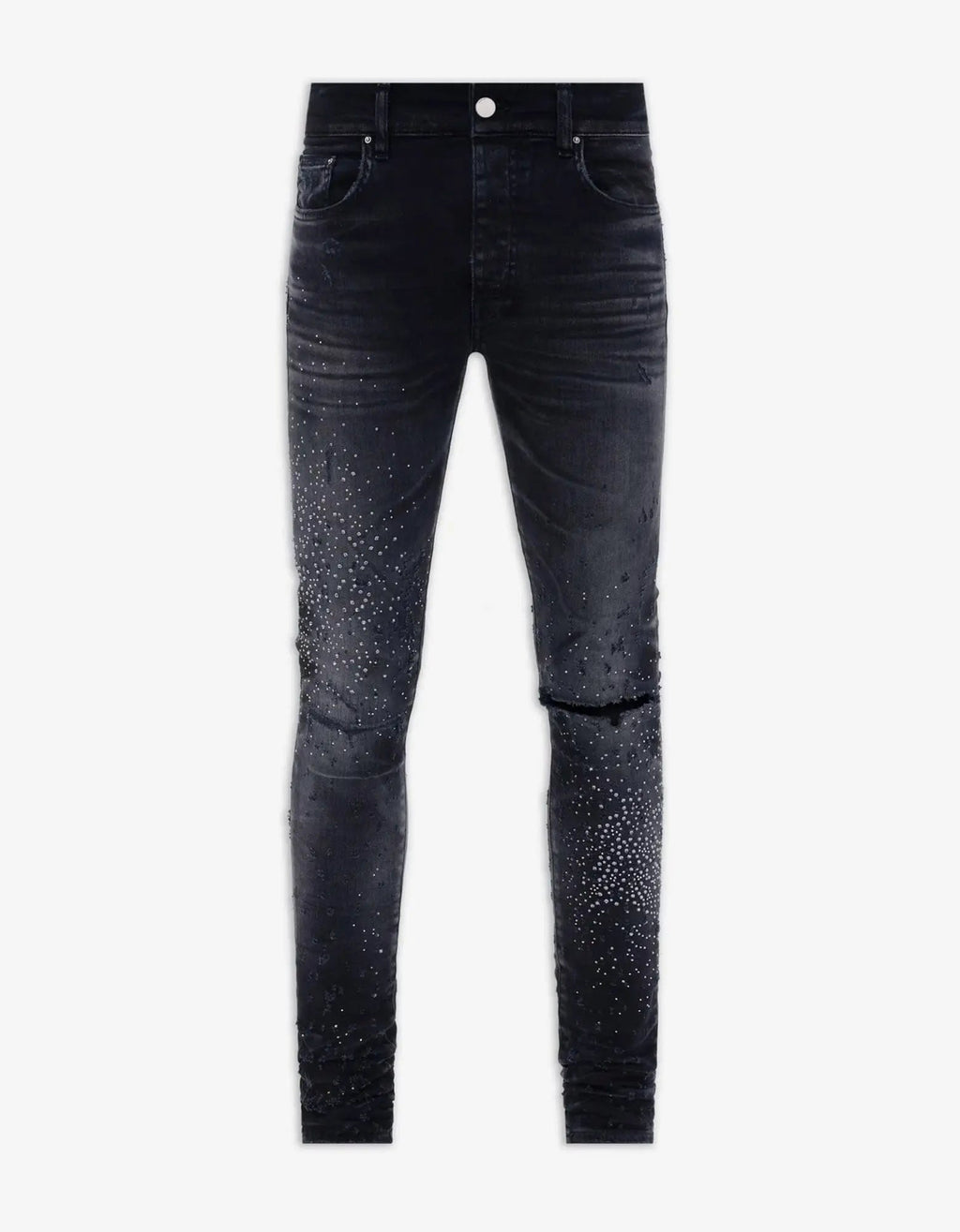 Amiri Black Crystal Shotgun Jeans | Crystal Embellished Italian Denim ...