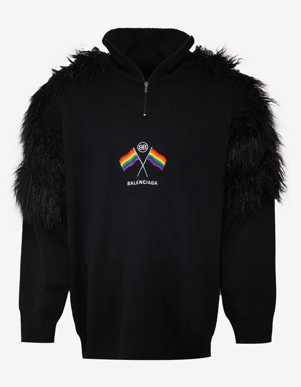 Balenciaga Black LGBTQ Flag Zip Up Turtleneck Sweater - AW18 – mens ...